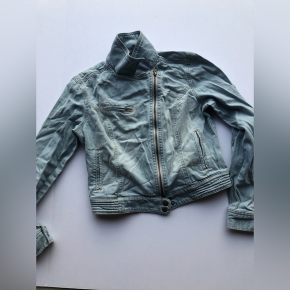 Tops | Lauran Conrad Distressed Denim Cropped Denim Jacket Medium ...